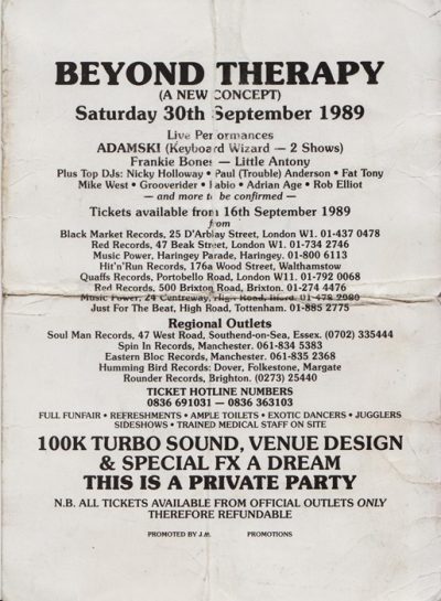 Rave Flyers – 1988 – 1989 - The Art & Soul Traders
