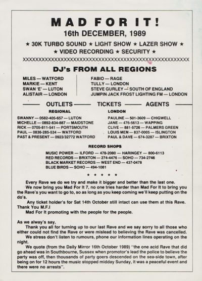 Rave Flyers – 1988 – 1989 - The Art & Soul Traders